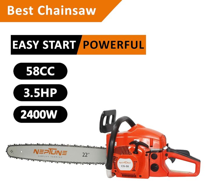 NEPTUNE SIMPLIFY FARMING 58 cc Chain Saw with 22-Inch Cutter Bar ...